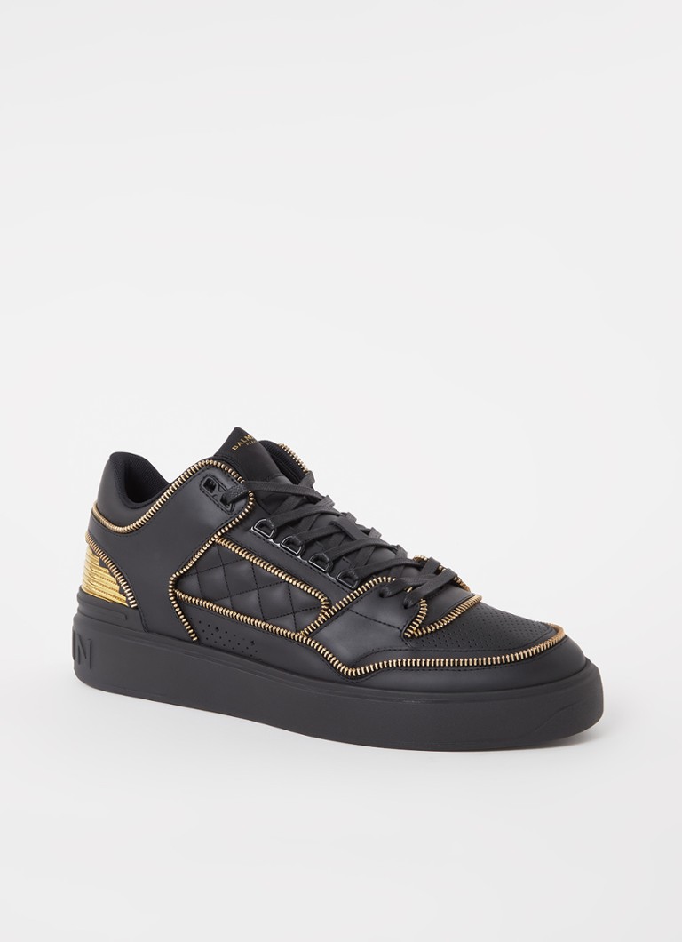 Balmain B Court sneaker van leer met details • Zwart • de Bijenkorf