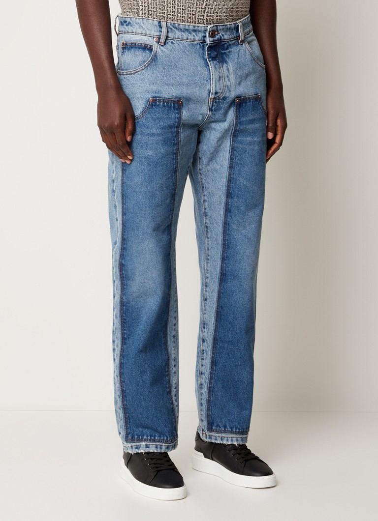 Balmain Straight leg jeans met patchwork • Indigo • de Bijenkorf