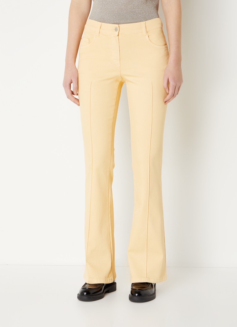 Beaumont High waist flared fit broek met siernaad • Abrikoos • de Bijenkorf