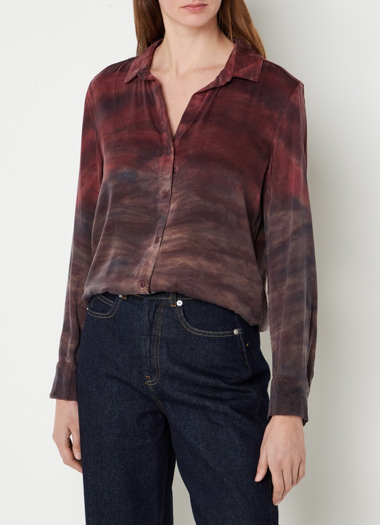 Bella Dahl Flowy blouse met dip-dye dessin en stretch • Bordeauxrood ...