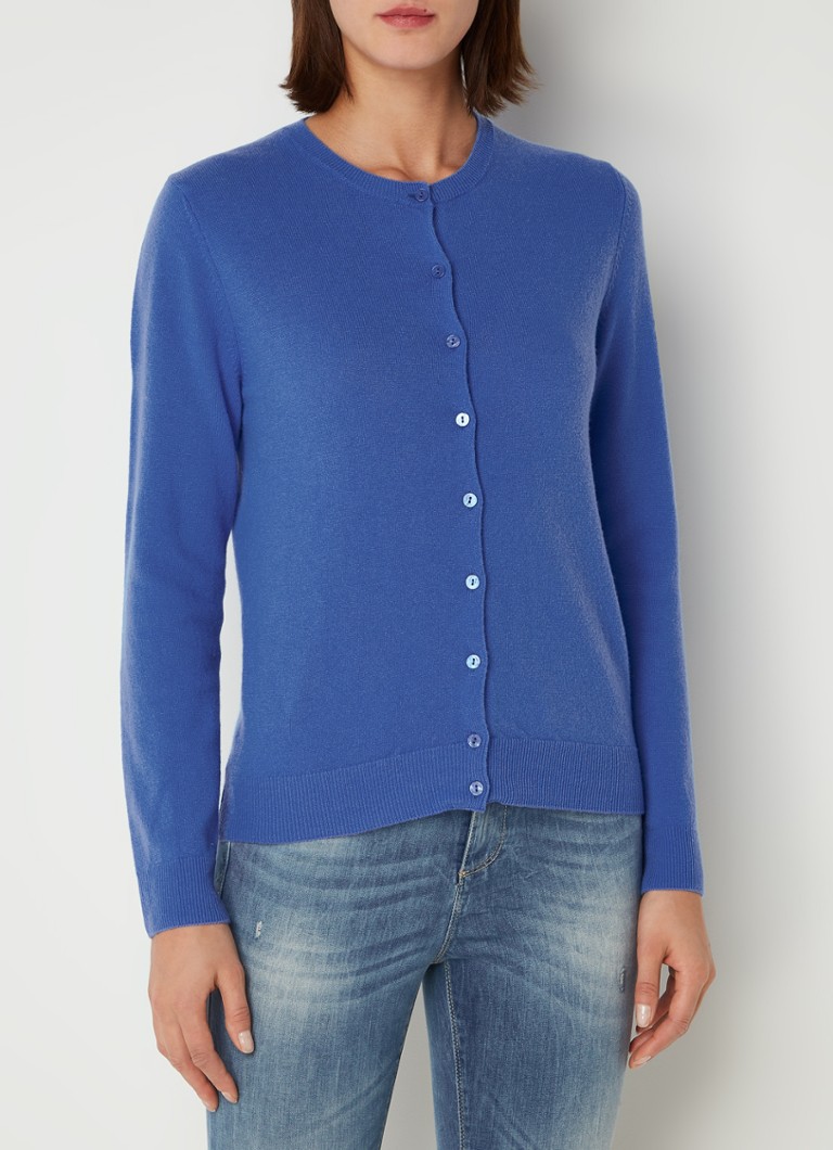 Benetton Fijngebreid vest van wol met ronde hals • Blauw • de Bijenkorf