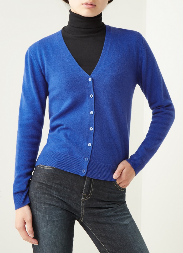 Benetton Fijngebreid vest van wol met stretch • Kobaltblauw • de Bijenkorf