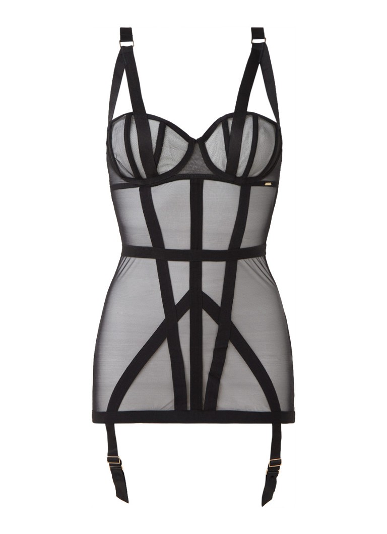 Bluebella Karolina Basque bustier van mesh • Zwart • de Bijenkorf