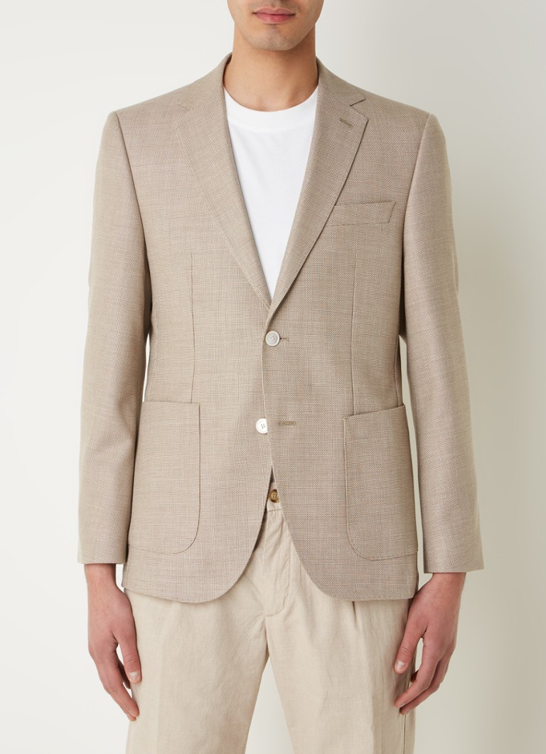 BOSS H-Janson regular fit colbert in scheerwolblend met opgestikte ...