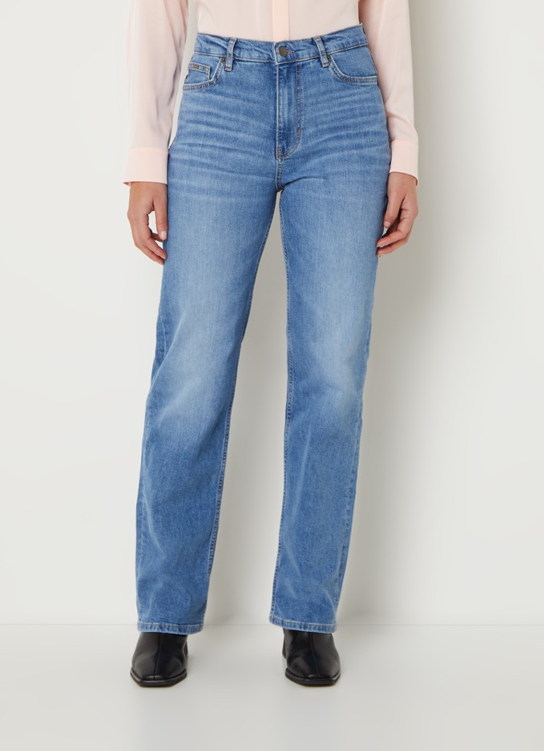 BOSS The Ada high waist straight leg jeans met medium wassing • Indigo ...