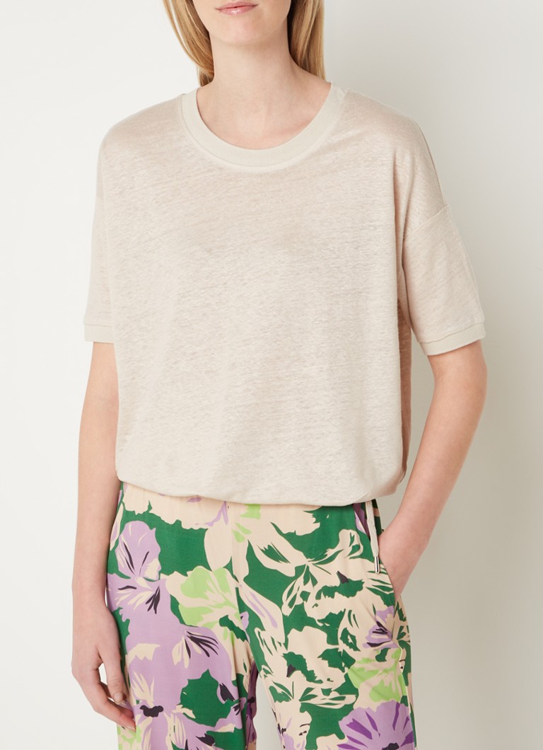 BRAX Candice T-shirt van linnen met trekkoord • Zand • de Bijenkorf