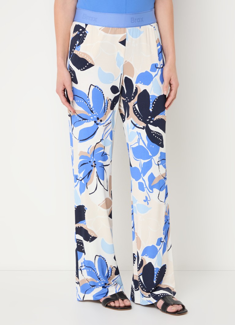 BRAX Maine high waist straight fit palazzo broek met print ...