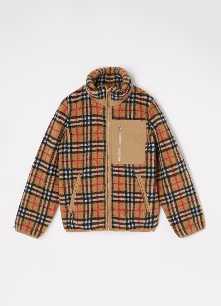 Burberry Bergen jack van teddy met ruitdessin en steekzakken • Donkerbeige • de Bijenkorf