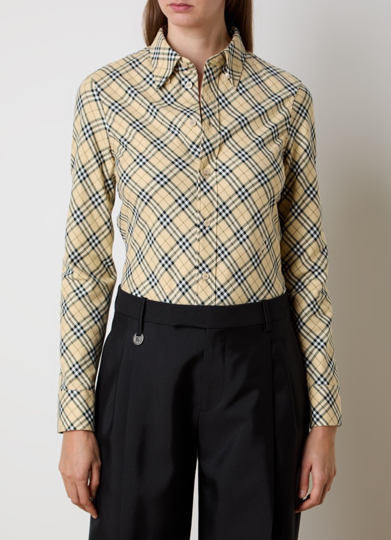 Burberry Blouse van biologisch katoen met ruitdessin • Lichtgeel • de Bijenkorf