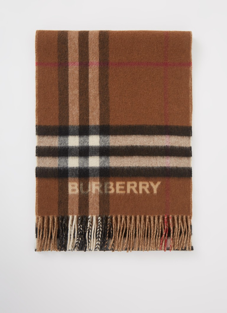 Burberry Giant Check sjaal van kasjmier 170 x 30 cm • Bruin • de Bijenkorf