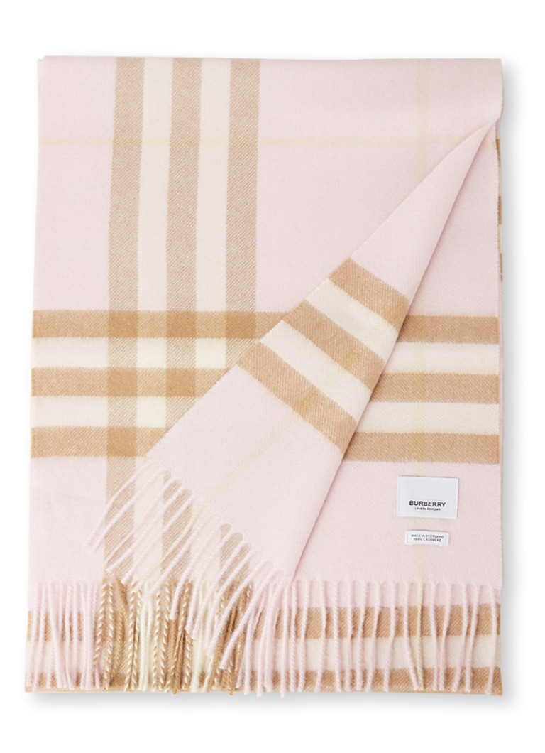 Burberry Giant Check sjaal van kasjmier 170 x 30 cm • Lichtroze • de Bijenkorf