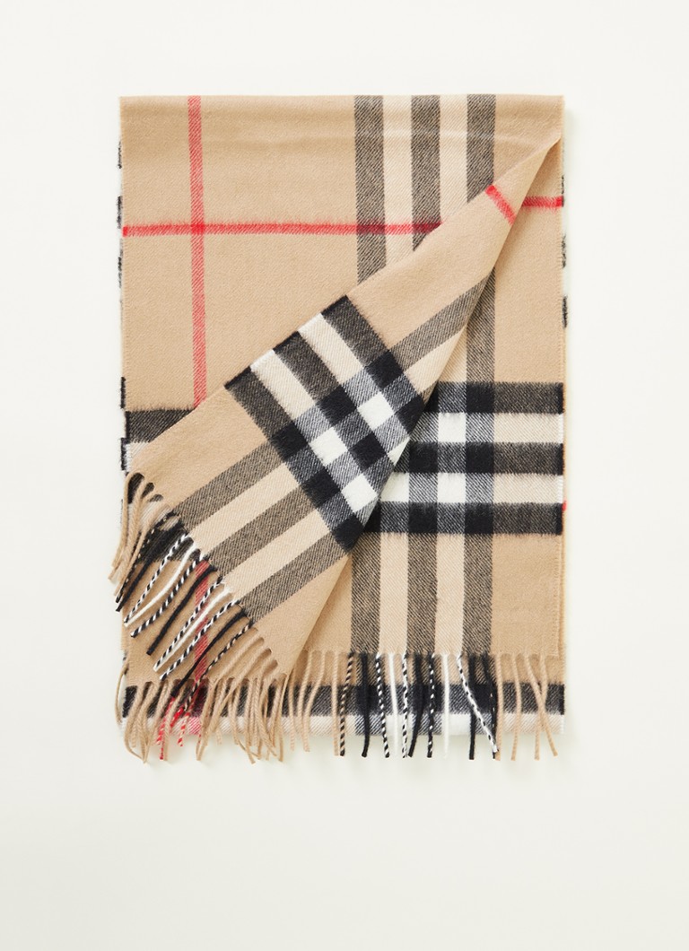 Burberry Giant Check sjaal van kasjmier 170 x 30 cm • Beige • de Bijenkorf