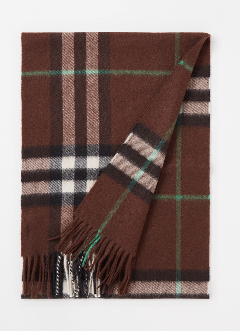 Burberry Sjaal van kasjmier met ruitdessin 170 x 30 cm • Bruin • de Bijenkorf
