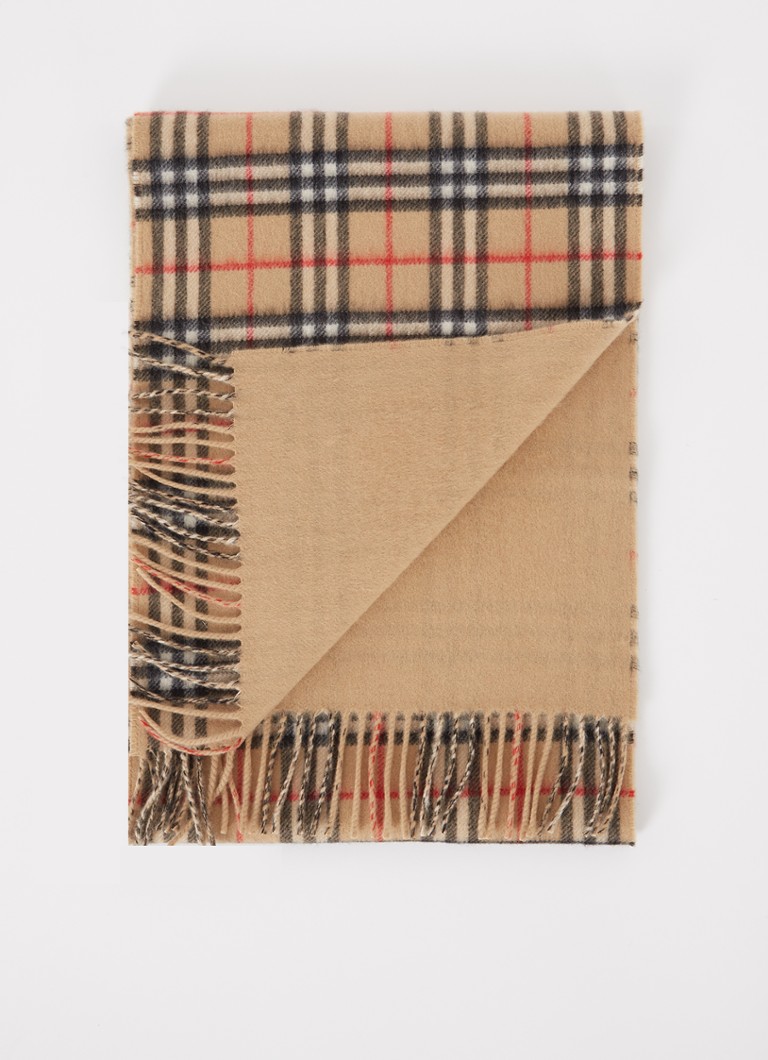 Burberry Sjaal van kasjmier met ruitdessin 170 x 30 cm • Camel • de Bijenkorf