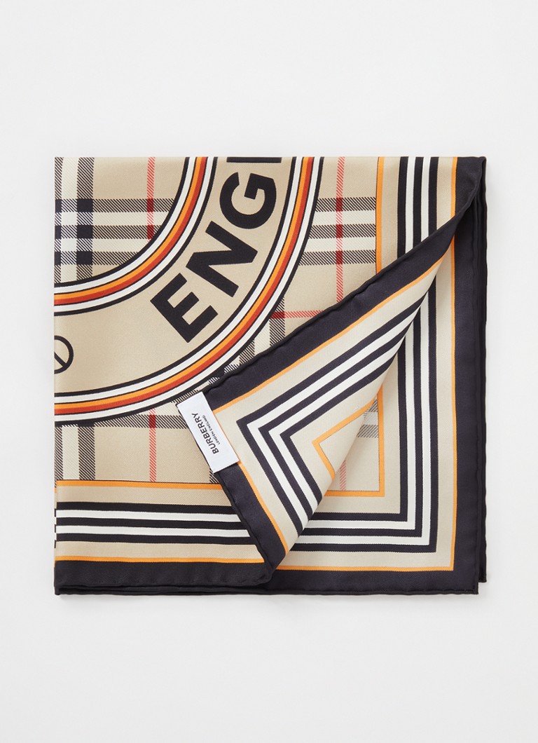 Burberry Sjaal van zijde met logoprint 45 x 45 cm • Beige • de Bijenkorf