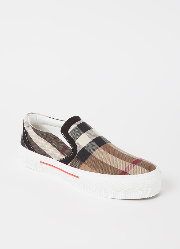 Burberry Slip-on van canvas met ruitprint • Beige • de Bijenkorf