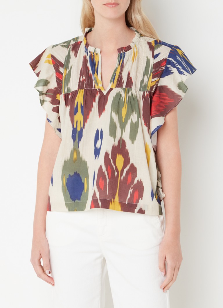 by-bar Danee Indikat tuniek met vlindermouw en print • Gebroken wit ...