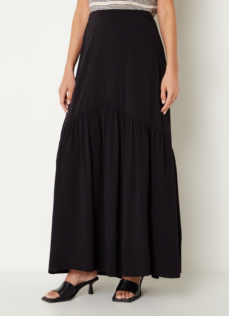 by-bar Joya maxi rok met plooidetail • Zwart • de Bijenkorf