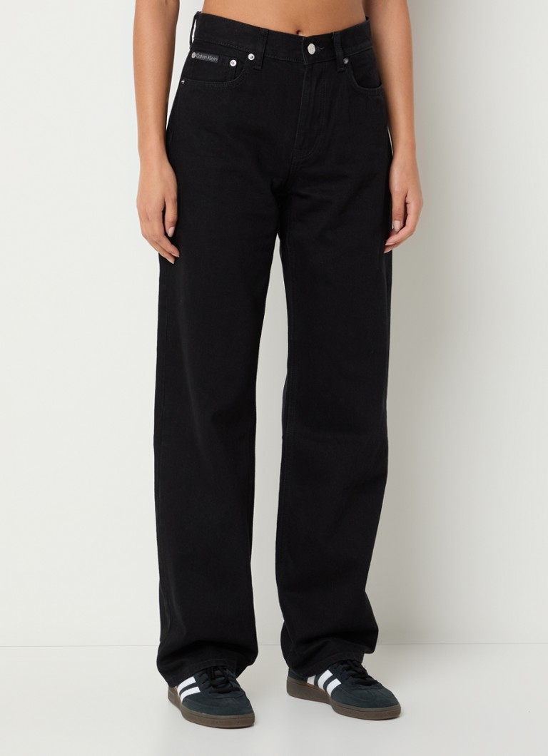 Calvin Klein High waist loose fit jeans met gekleurde wassing • Zwart ...