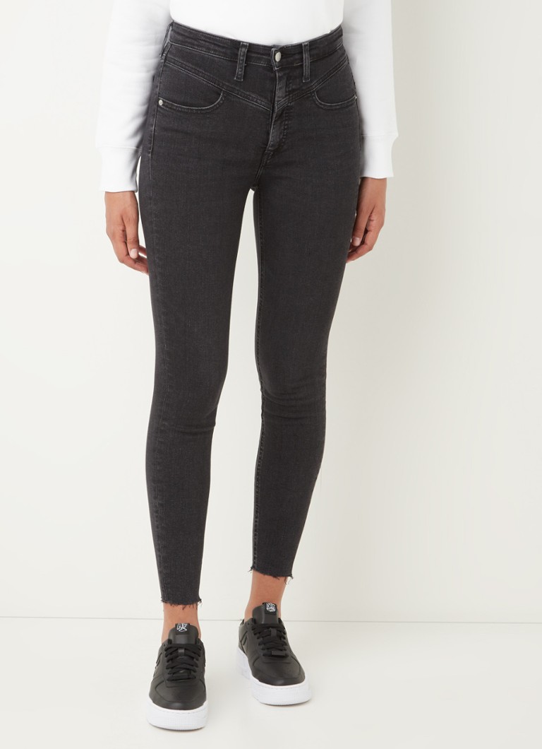 Calvin Klein High waist skinny fit cropped jeans met gerafelde zoom ...