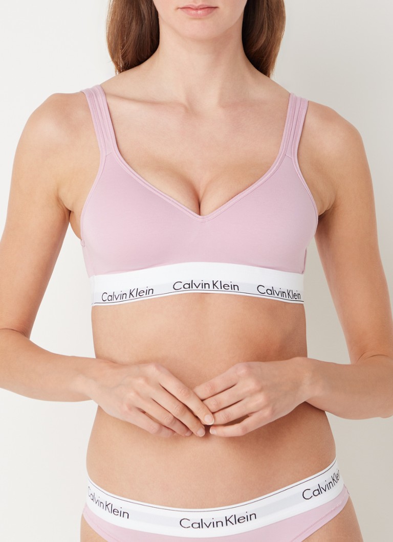 Calvin Klein Modern Cotton Push Up Bralette Met Logoband • Roze • De Bijenkorf