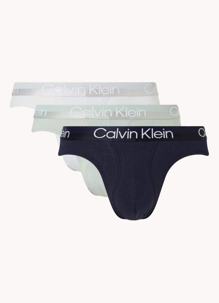 Calvin Klein Modern Structure slip met logoband in 3-pack • Blauw • de ...