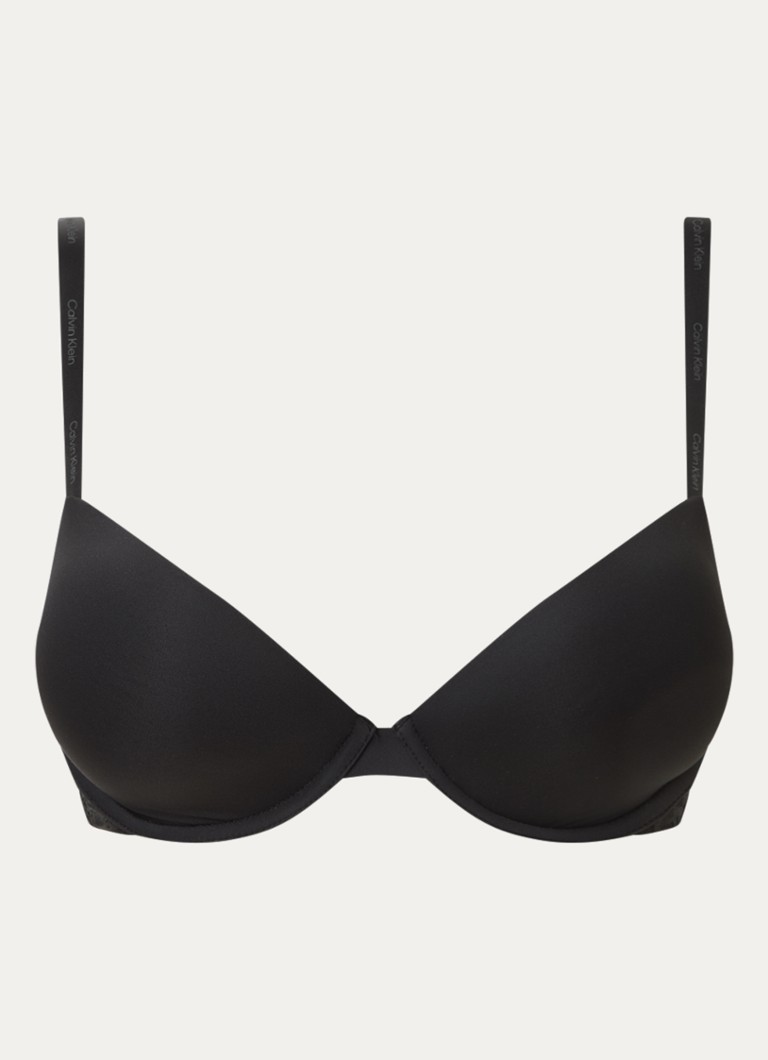 Calvin Klein Plunge push-up bh met kant • Zwart • de Bijenkorf