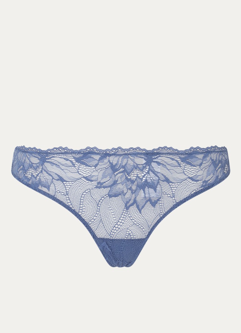 Calvin Klein Seductive Comfort string met kant • Royalblauw • de Bijenkorf