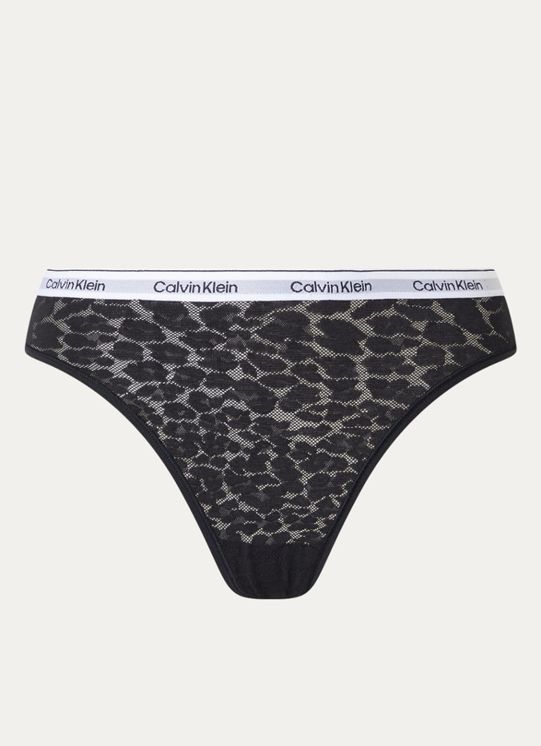 Calvin Klein String Van Mesh Met Panterprint • Zwart • De Bijenkorf