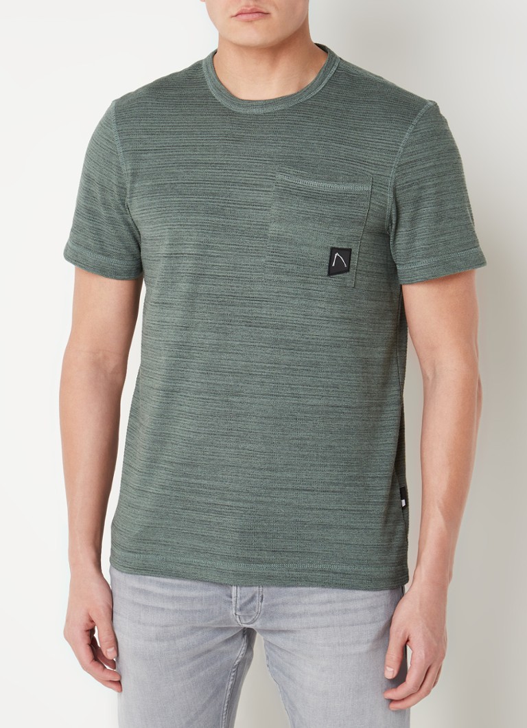 CHASIN' Morrow T-shirt met borstzak en logoborduring • Legergroen • de ...