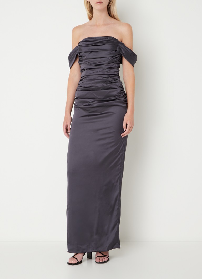 Chi Chi London Maxi jurk van satijn met plooidetail • Donkerblauw • de ...