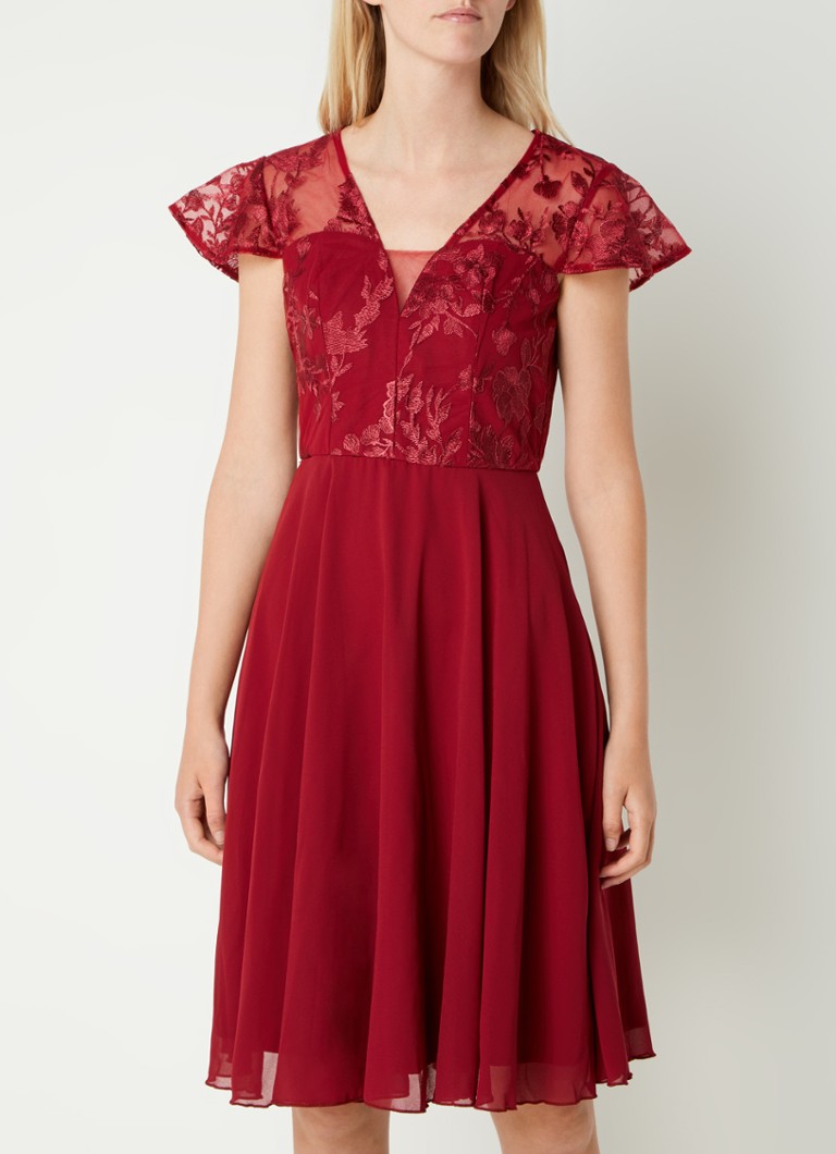 Chi Chi London Semi-transparante midi jurk met mesh en borduring ...