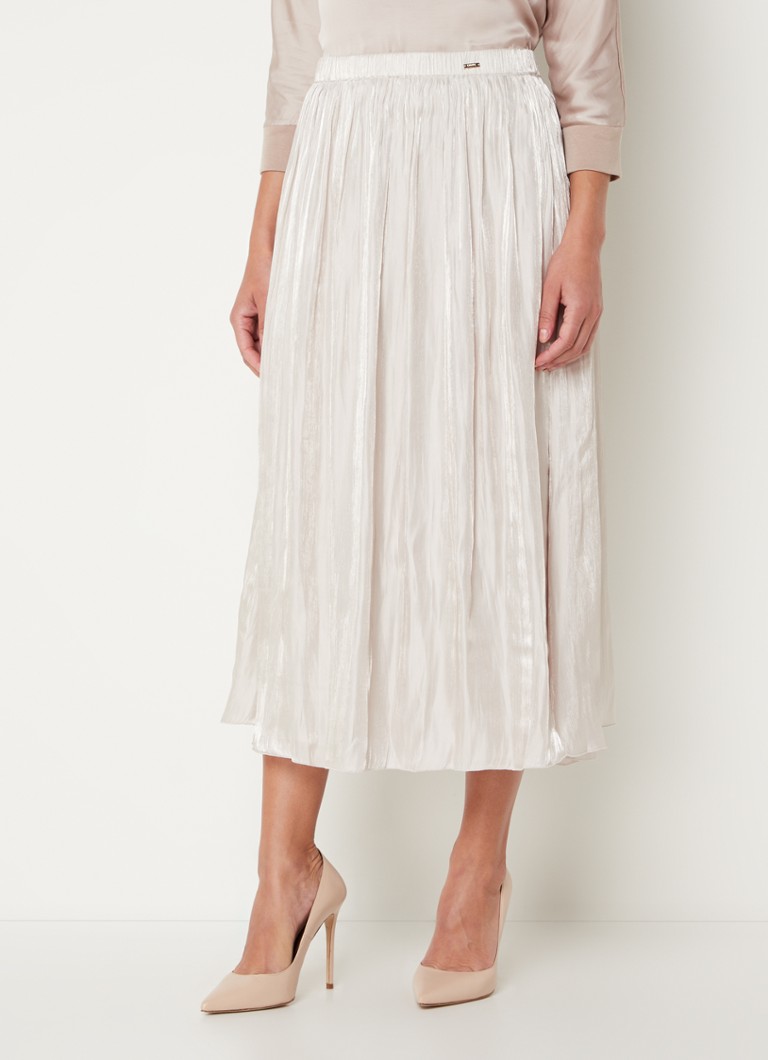 CINQUE Cigerda maxi plooirok met glanzende finish • Donkerbeige • de ...