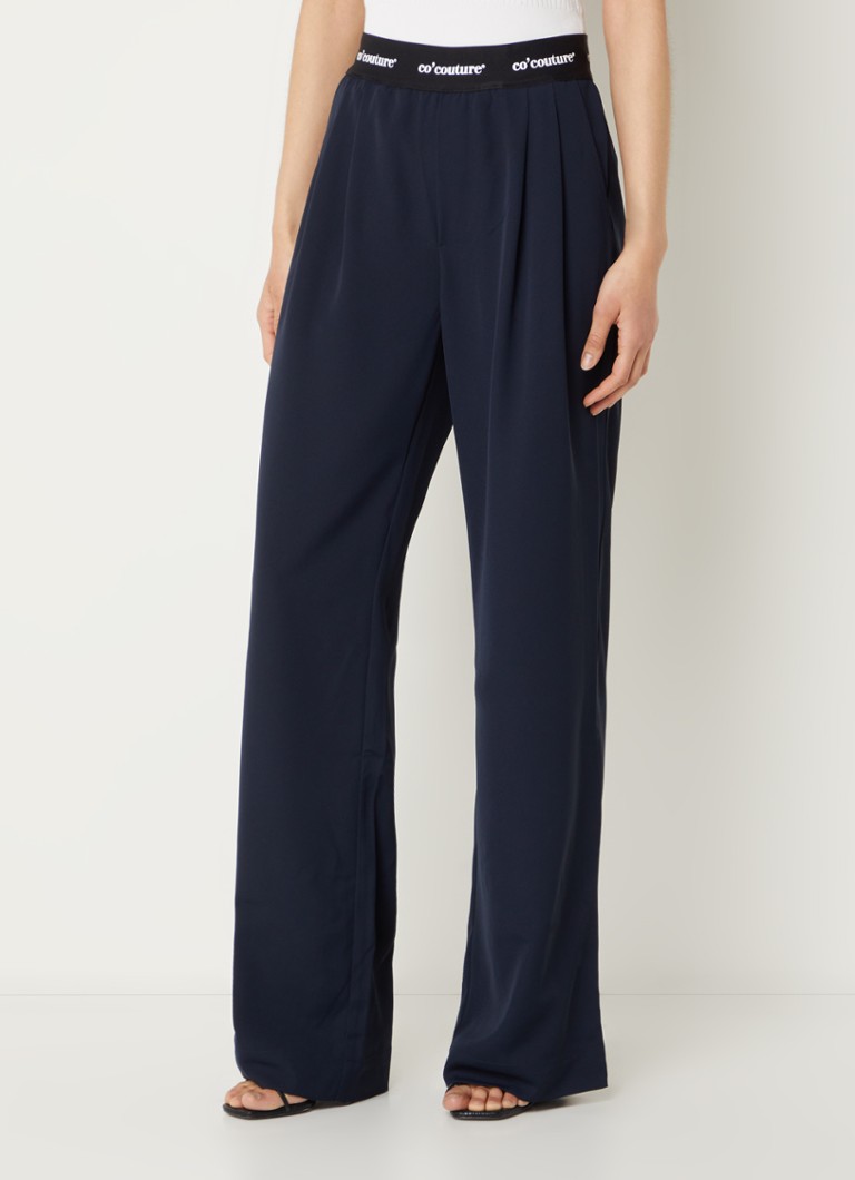 Co'Couture Amina high waist straight fit pantalon met logoband • Blauw • de Bijenkorf