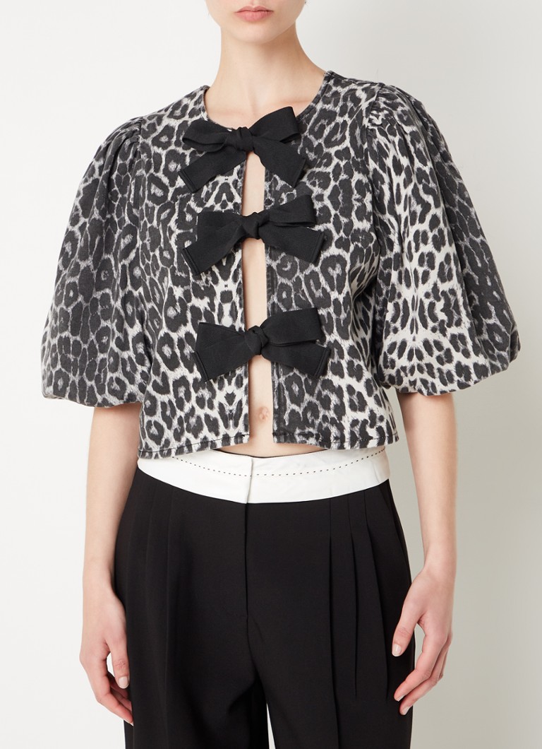 Co'Couture Leo top met panterprint en ballonmouw • Grijs • de Bijenkorf