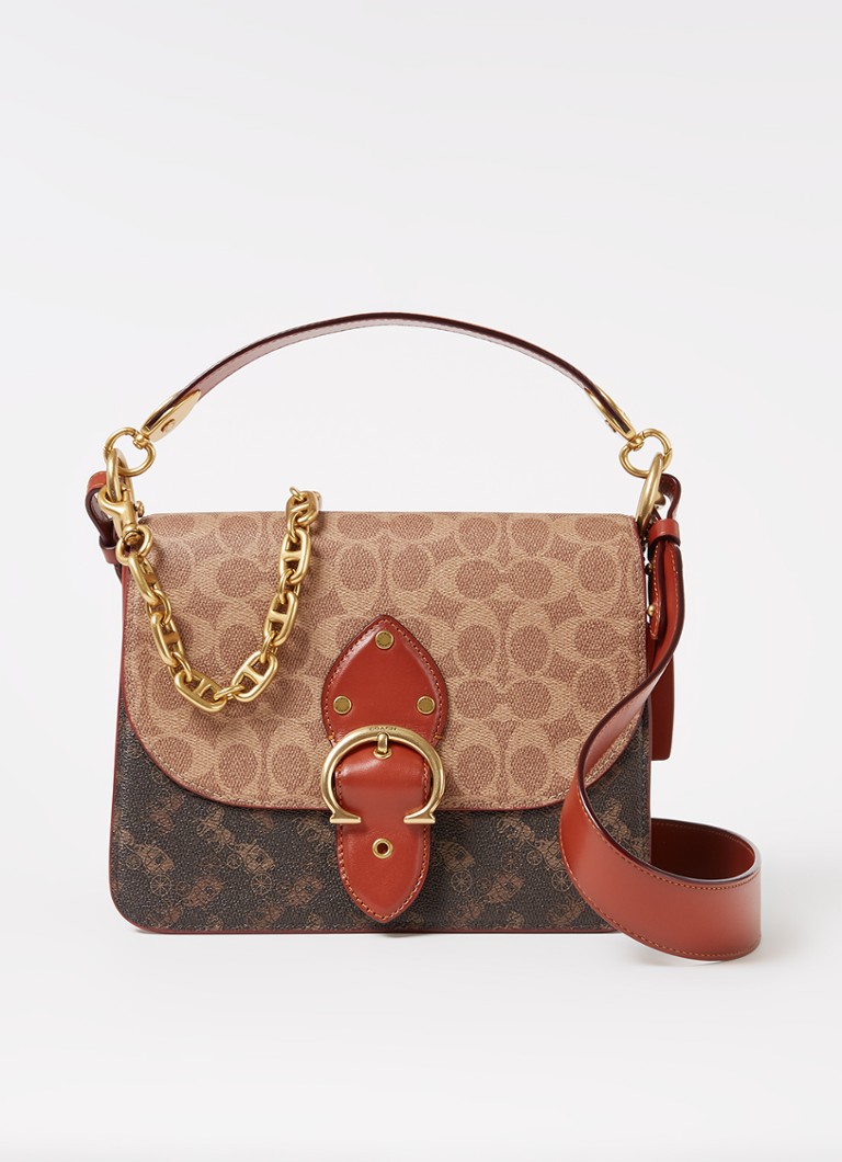 Coach Beat schoudertas van canvas met kalfsleren details • Bruin • de ...