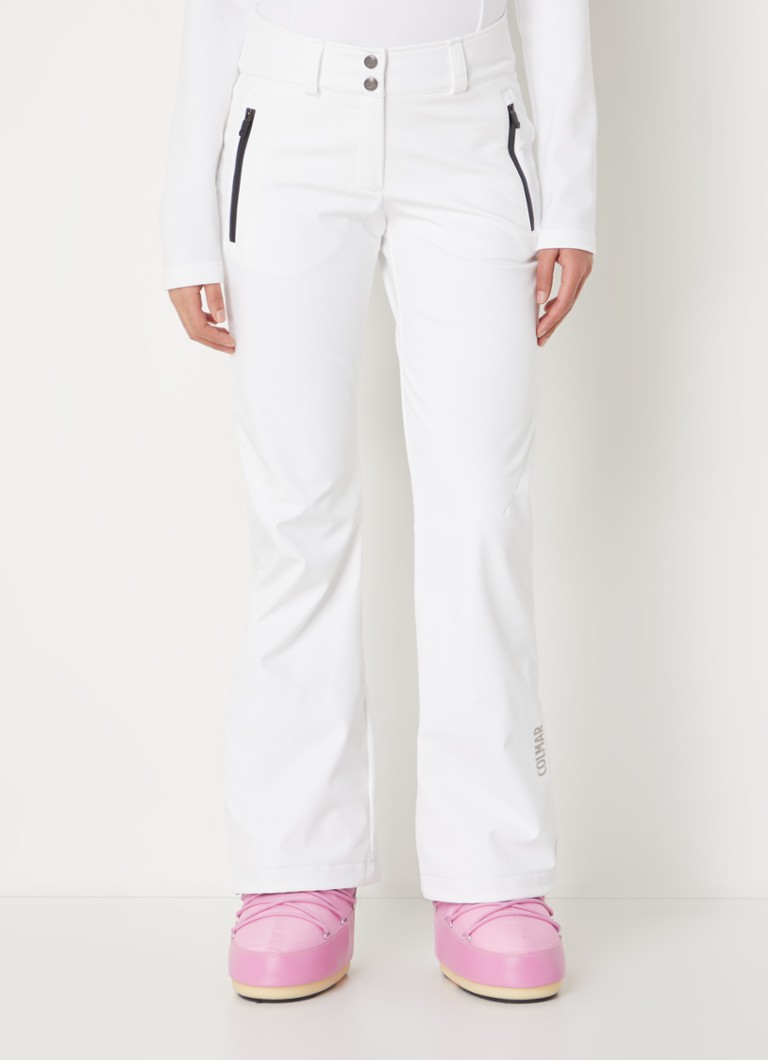 Colmar High waist flared fit softshell skibroek met ritszakken • Wit ...