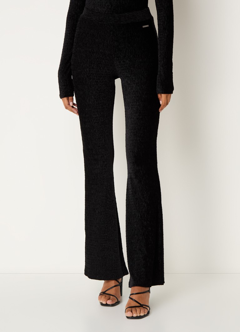 Colourful Rebel High waist flared fit broek van fluweel met structuur ...