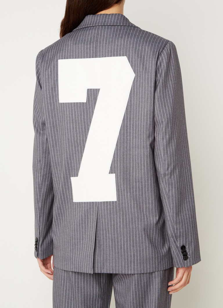 Colourful Rebel Jesra oversized blazer met backprint en krijtstreep • Antraciet • de Bijenkorf