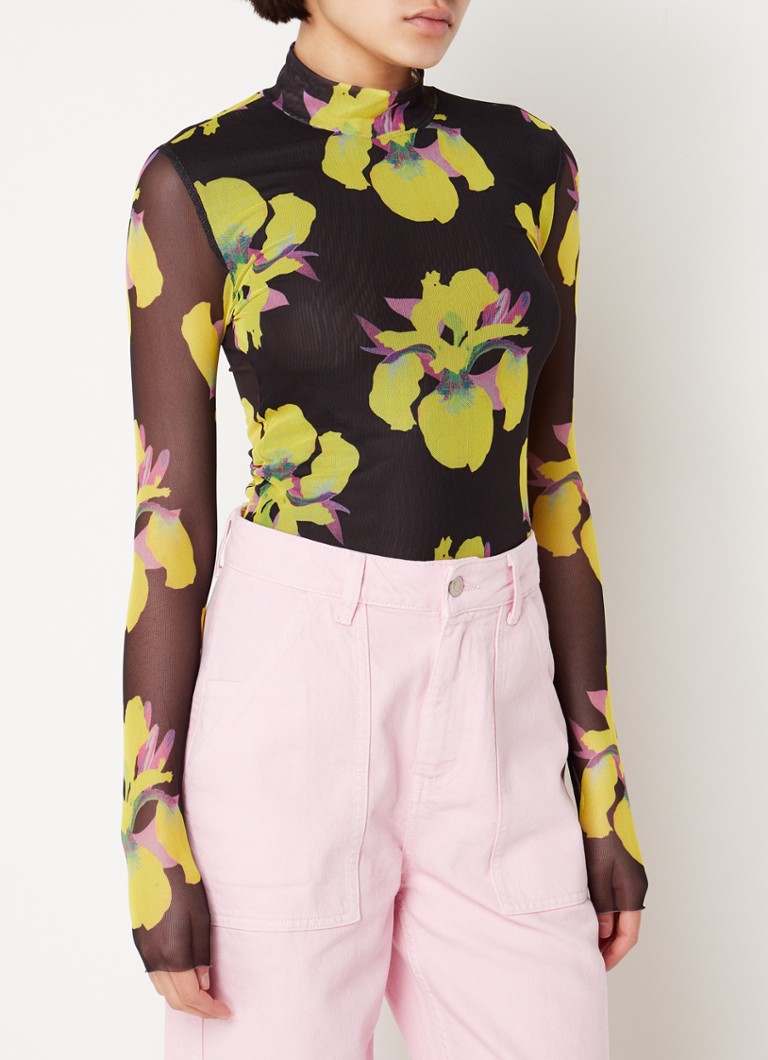 Colourful Rebel Neyo semi-transparante top van mesh met bloemenprint ...