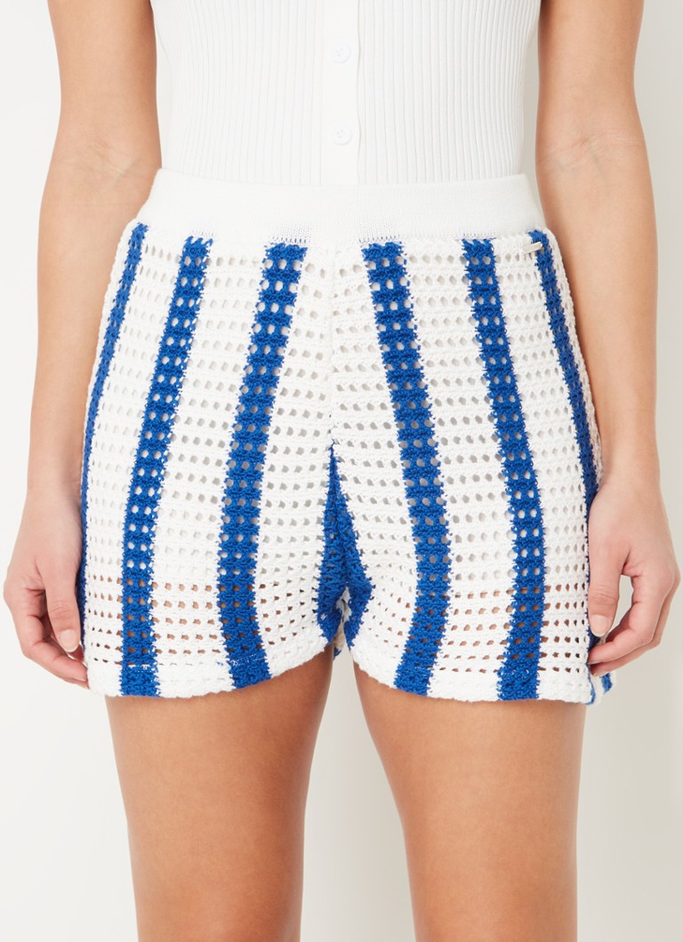Colourful Rebel Nolita grofgebreide korte broek met streepprint ...
