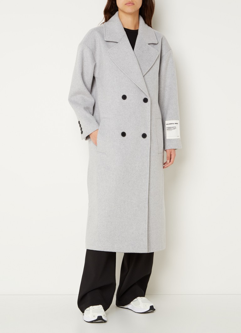 Colourful Rebel Zania oversized double-breasted mantel • Grijsmele • de ...