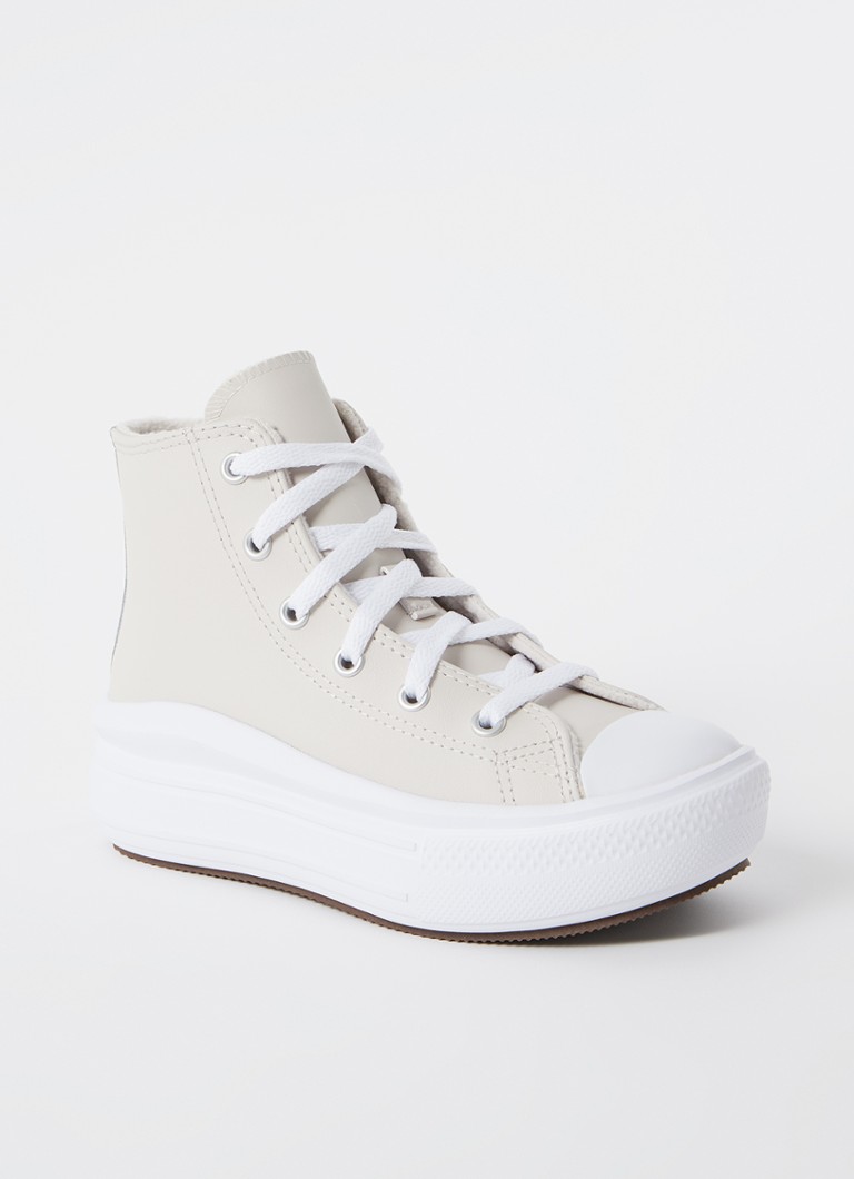 Converse Chuck Taylor All Star Move High sneaker van leer • Zand • de ...