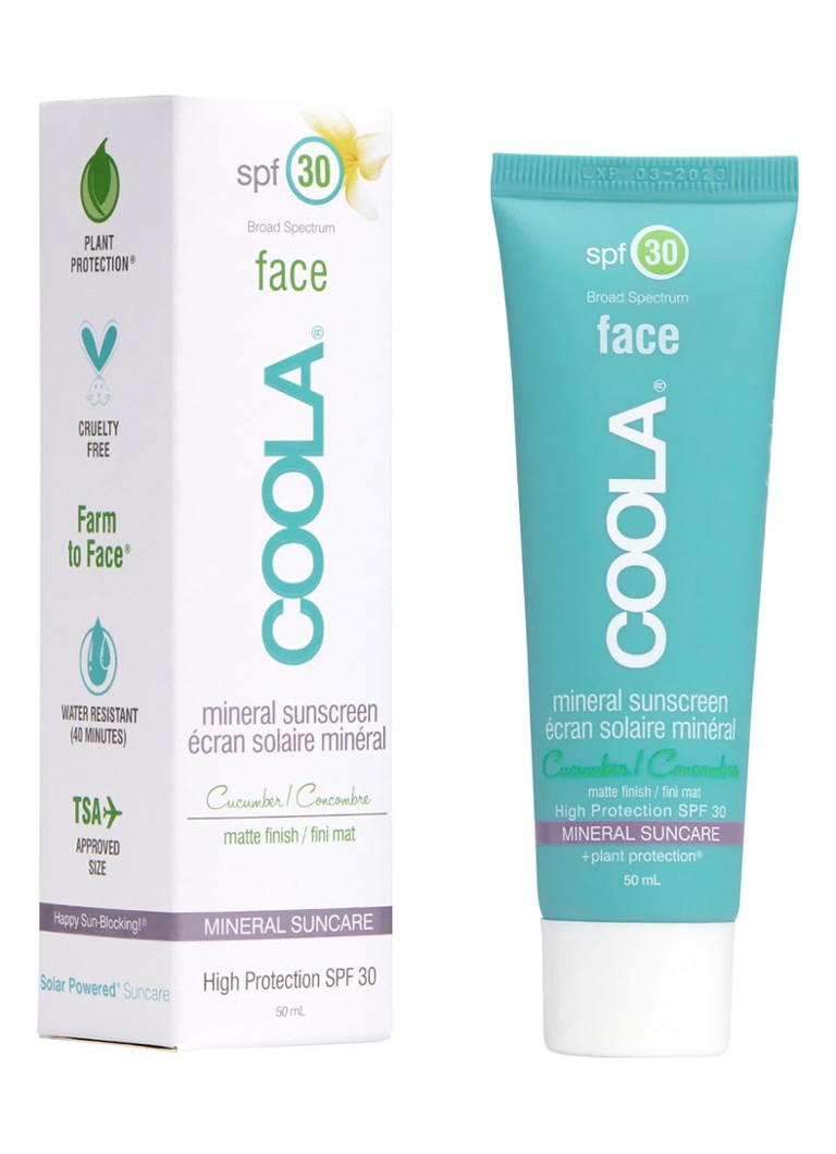 Coola Mineral SPF 30 Face Matte Sunscreen Cucumber - zonnebrand voor ...