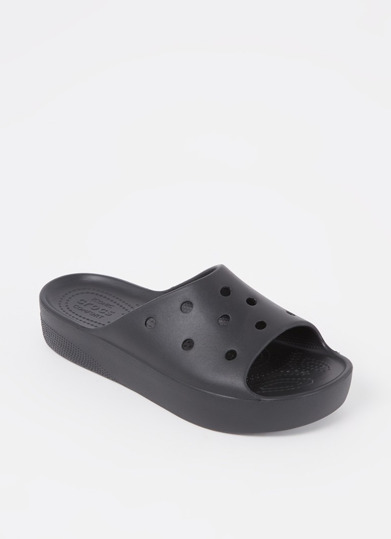 Crocs Classic slipper met plateauzool • Zwart • de Bijenkorf