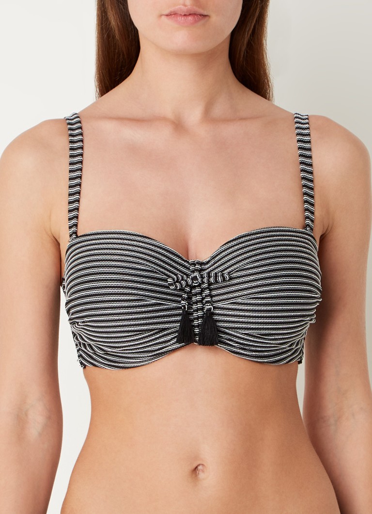 Cyell Boho Bliss voorgevormde bikinitop met lurex en streepprint • Zwart • de Bijenkorf