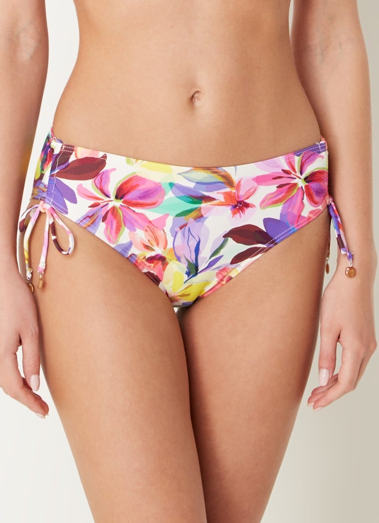 Cyell Fluid Flowers high waisted bikinislip met rijgdetail en bloemenprint • Paars • de Bijenkorf