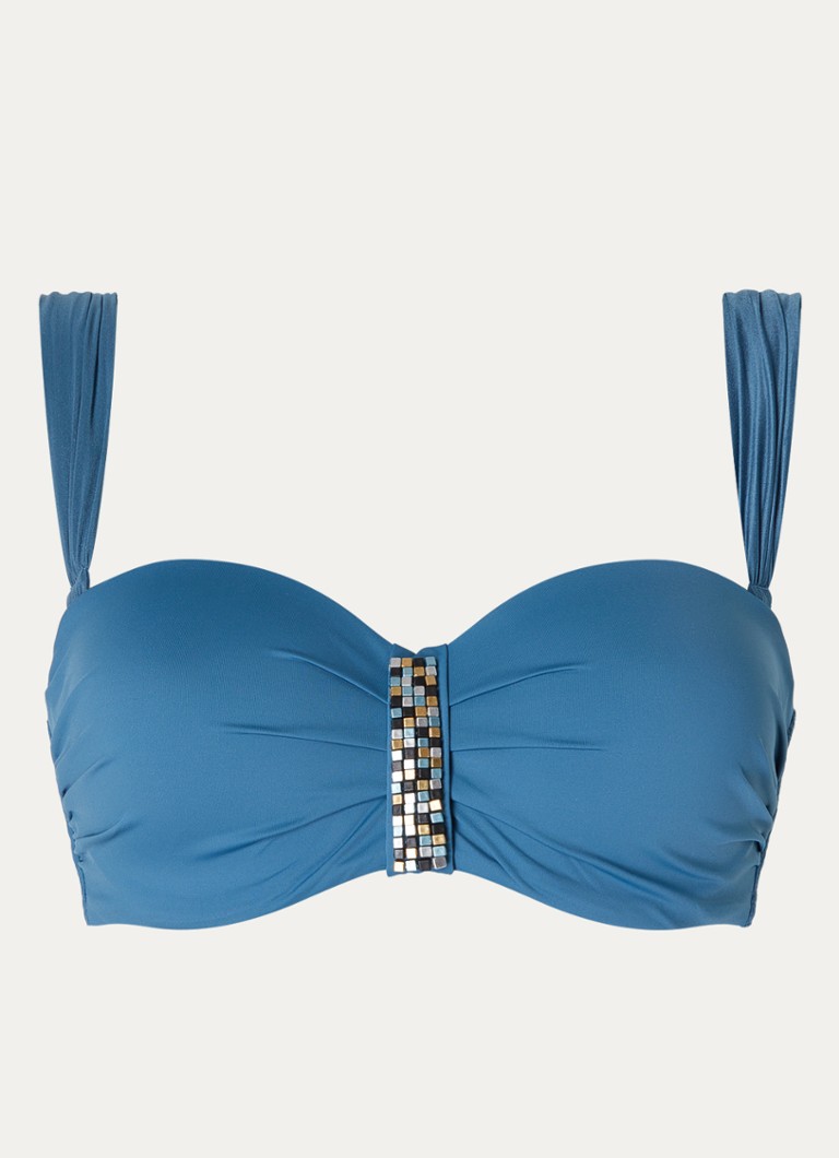 Cyell Summer Silence bandeau bikinitop met afneembare bandjes • Petrol ...