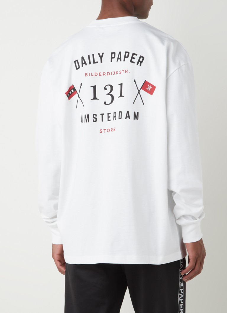 Daily Paper Ams Store longsleeve met logo- en backprint • Wit • de ...