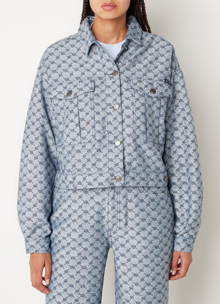 Daily Paper Avery cropped spijkerjas met logoprint • Indigo • de Bijenkorf